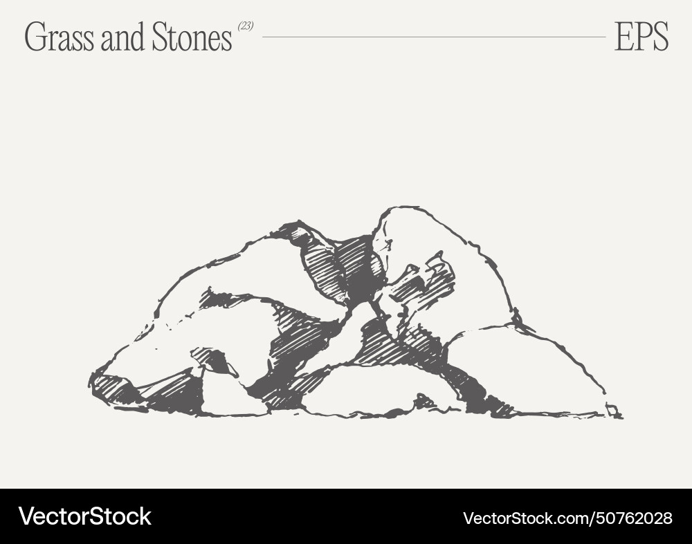 Hand drawn of grass and rocks Royalty Free Vector Image
