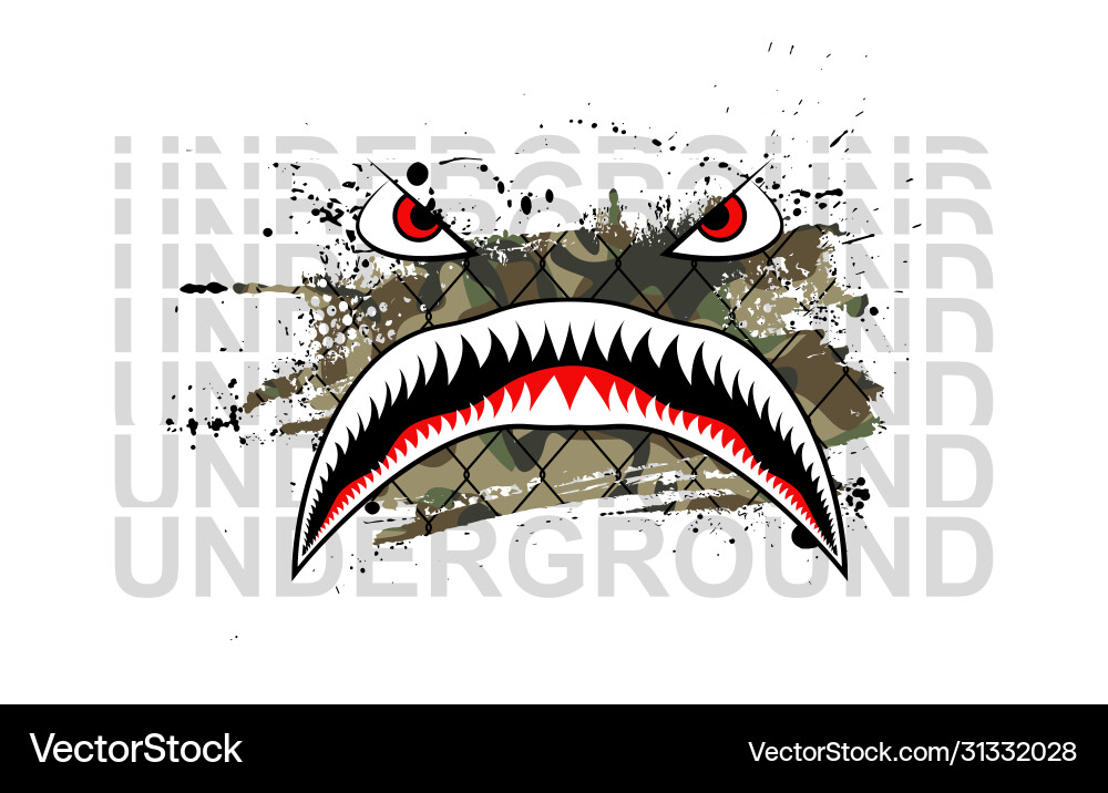 Military Tiger Shark Print Royalty Free Vector Image