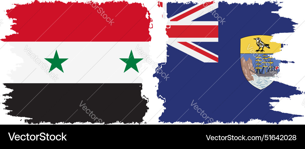 Saint helena and syria grunge flags connection Vector Image