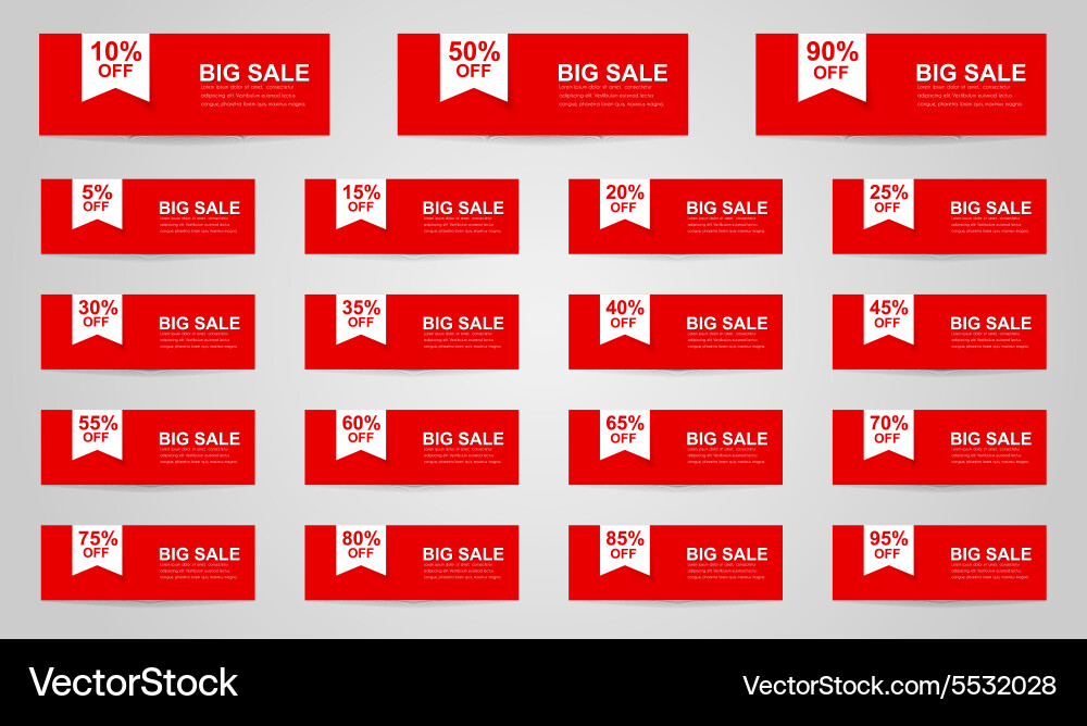Set coupon banner Royalty Free Vector Image - VectorStock