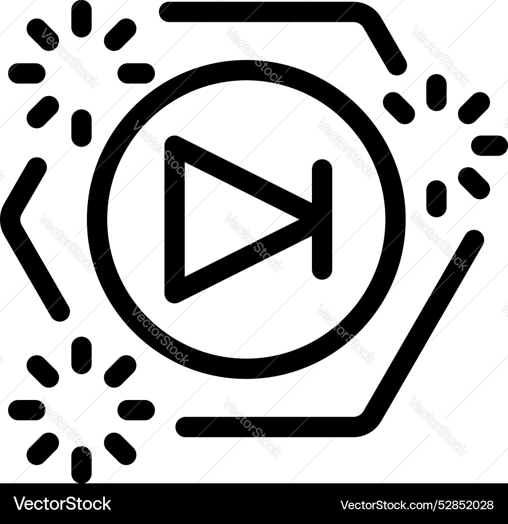 Skip button icon with fireworks celebrating ending