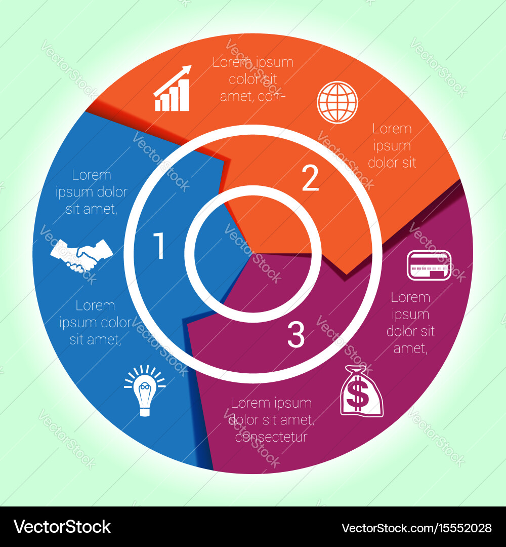 Template cyclic diagramme for infographic three Vector Image