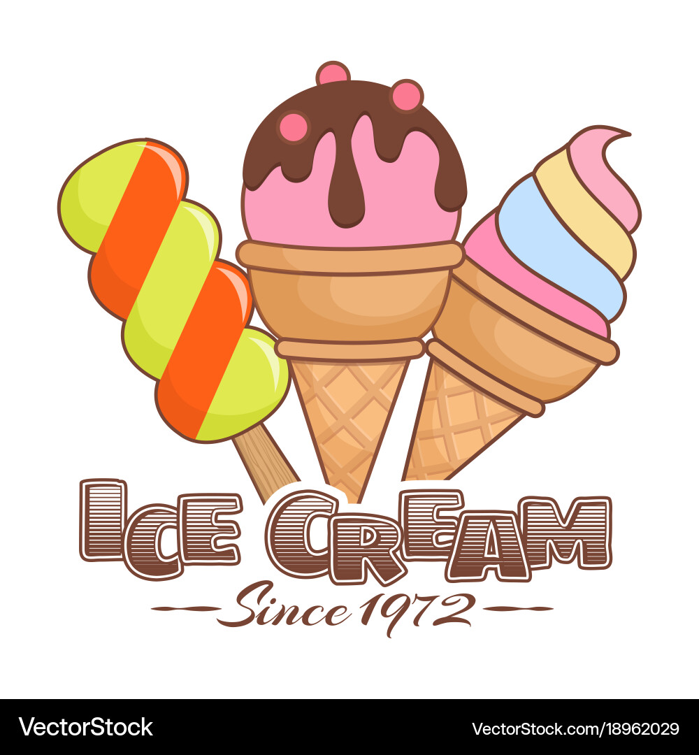 Cartoon ice cream logo Royalty Free Vector Image