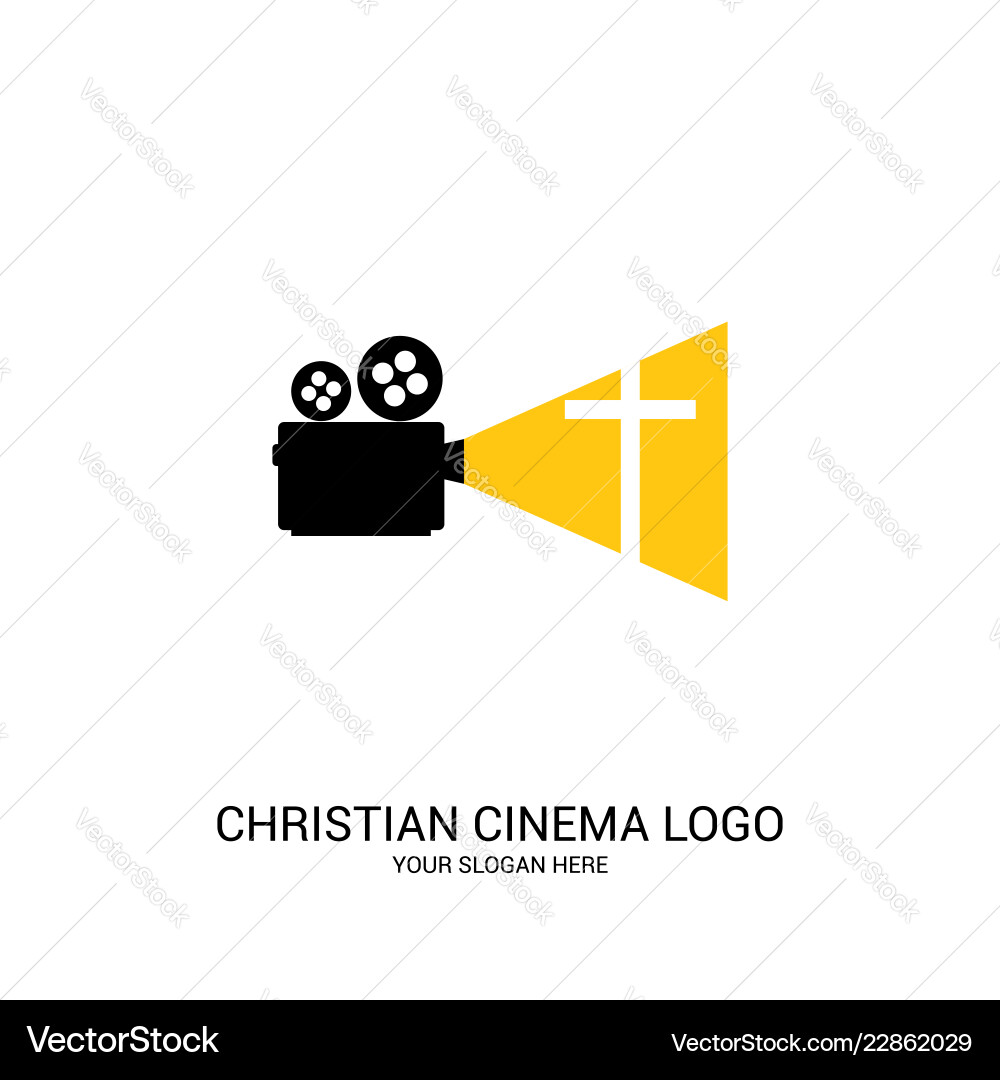 Christian cinema logo Royalty Free Vector Image