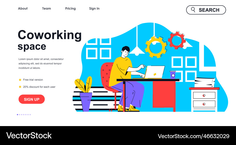 Coworking space concept for landing page template Vector Image