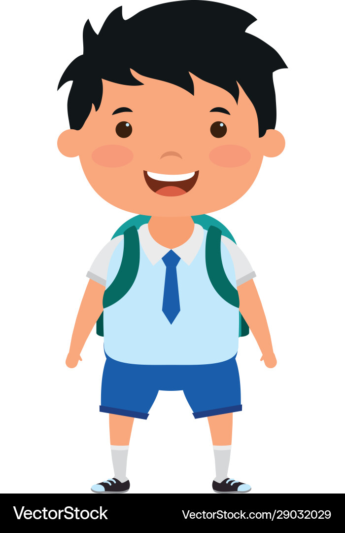 Cute little student boy character Royalty Free Vector Image