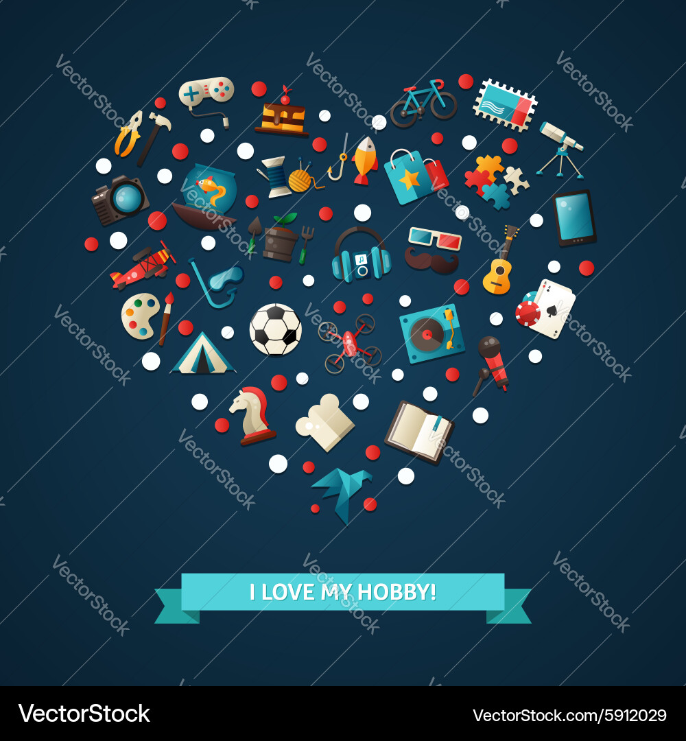 Hobby Icon Set - Flat Style Royalty Free Vector Image