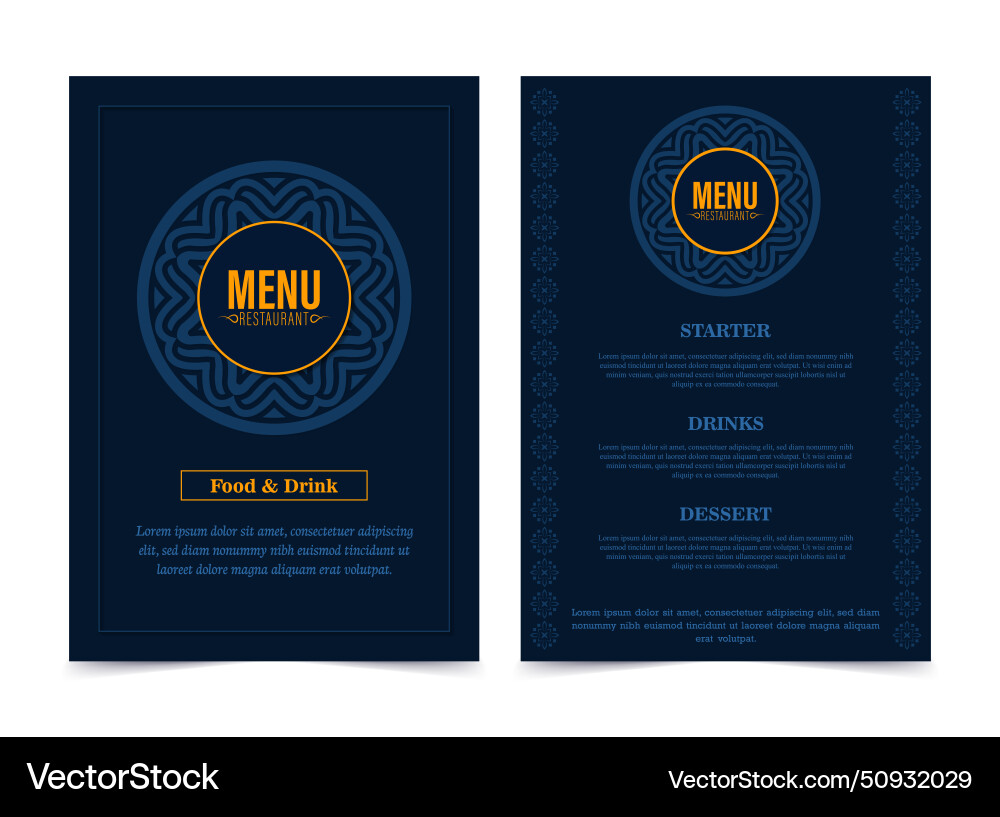 Menu layout with ornamental elements Royalty Free Vector
