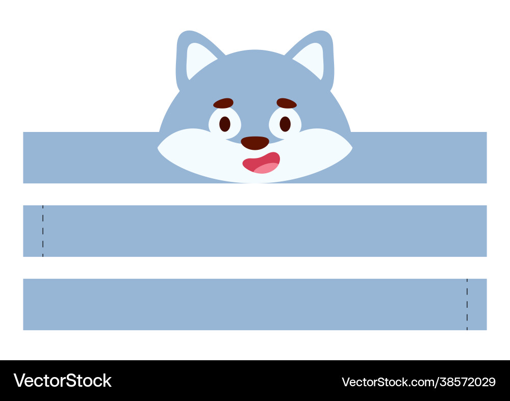 Printable wolf paper crown diy cut party ribbon Vector Image