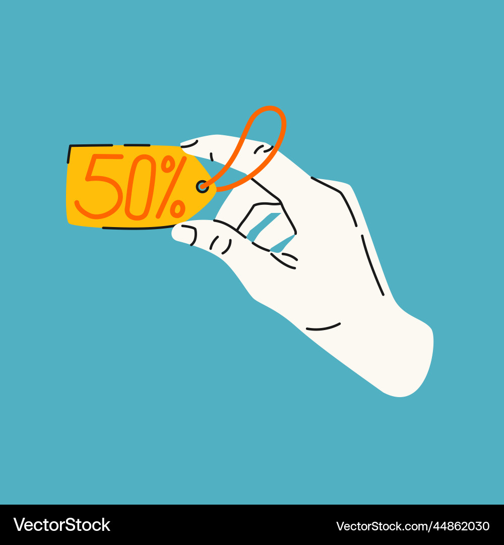 A discount label in persons hand the original Vector Image