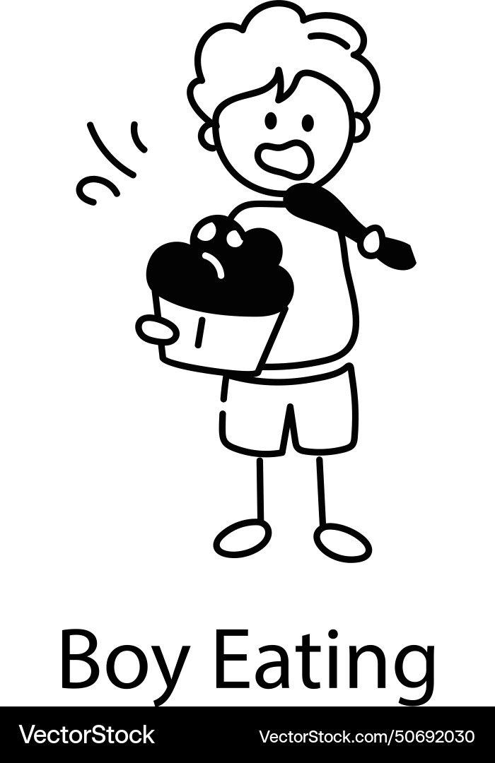 Boy eating Royalty Free Vector Image - VectorStock