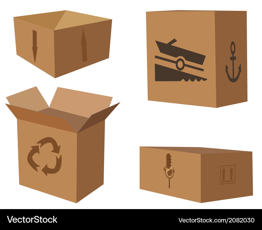 Cardboard boxes Royalty Free Vector Image - VectorStock