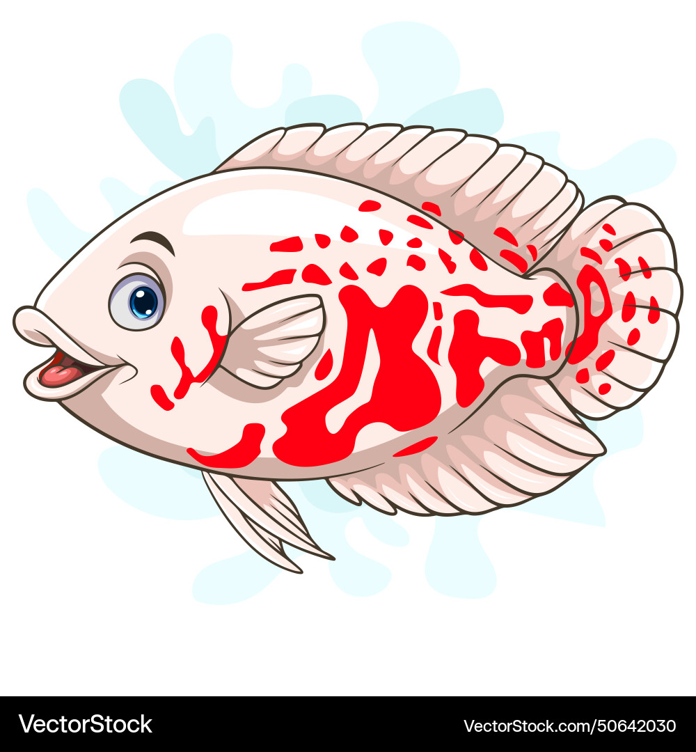 Cartoon white oscar fish on background Royalty Free Vector