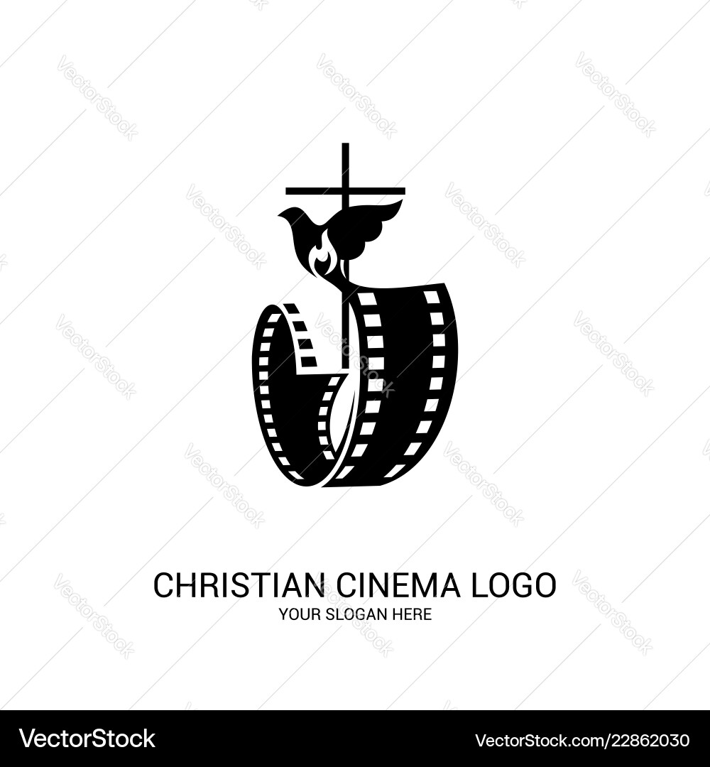 Christian cinema logo Royalty Free Vector Image