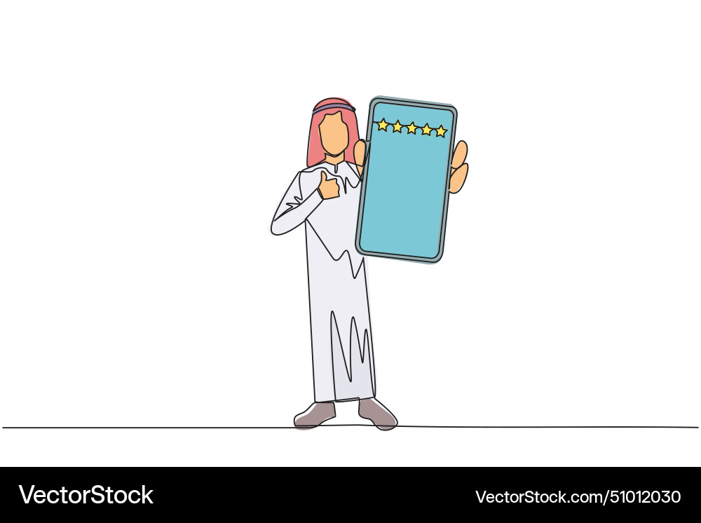 Continuous one line drawing arabian man standing Vector Image