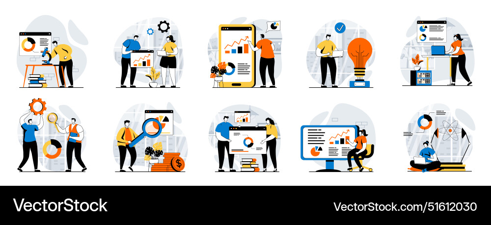 Data science web concept with people scenes mega Vector Image