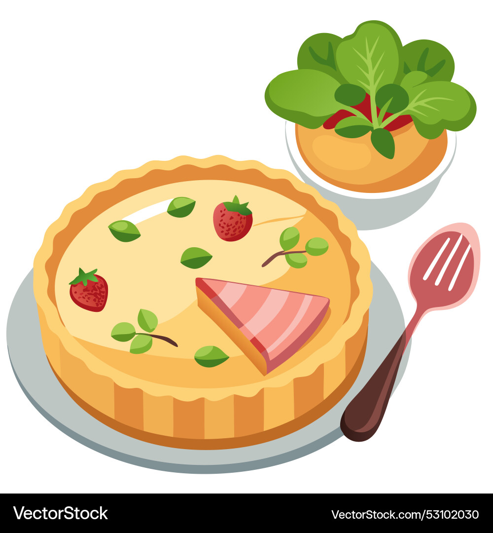 Delicious quiche lorraine with crispy bacon Vector Image