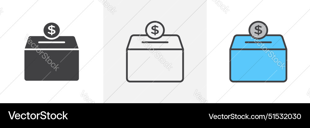 Donate icon set fundraising money box symbol Vector Image