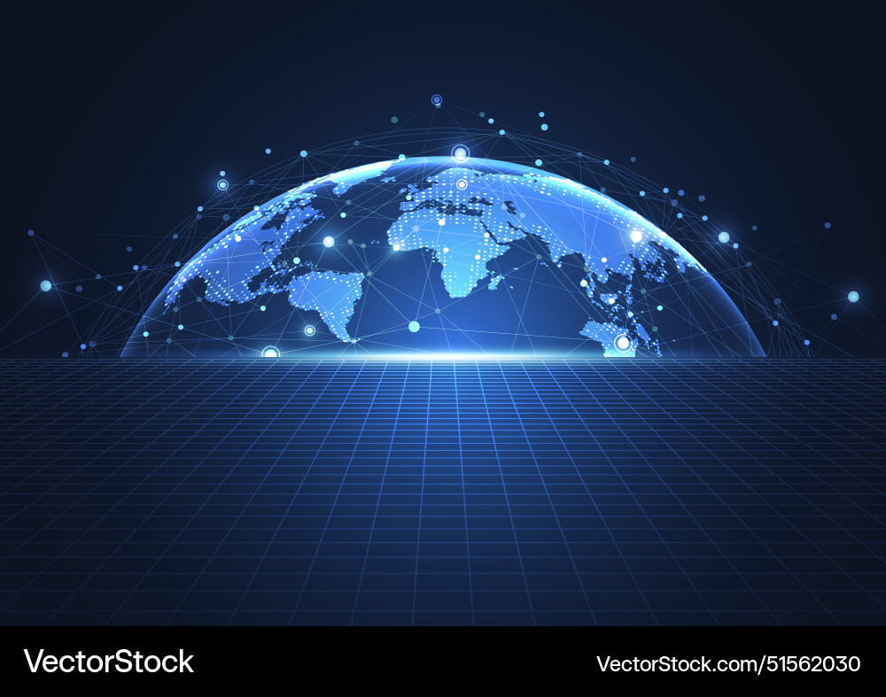 Global network connection world map point Vector Image