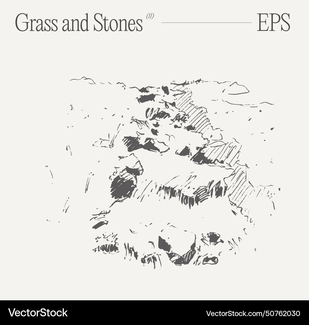 Hand drawn of grass and rocks Royalty Free Vector Image