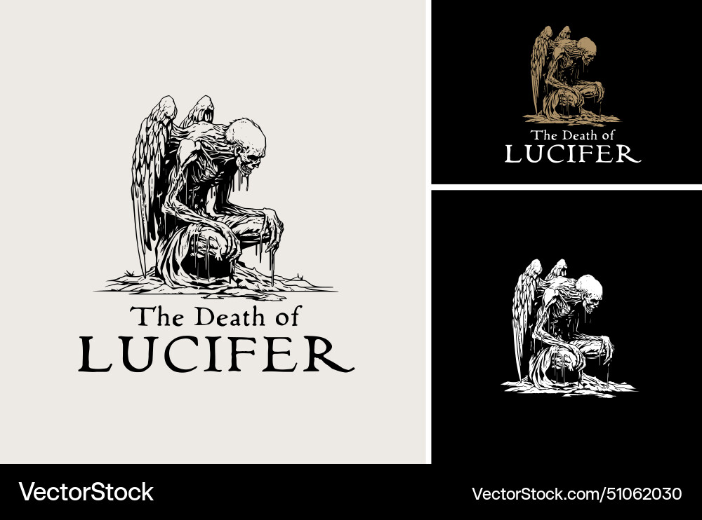 Lucifer corpse death angel winged zombie logo Vector Image