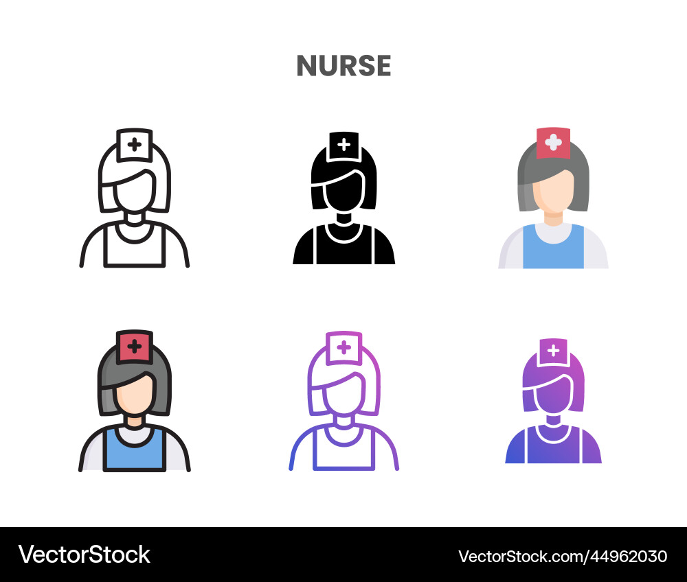 Nurse icons set with different styles Royalty Free Vector