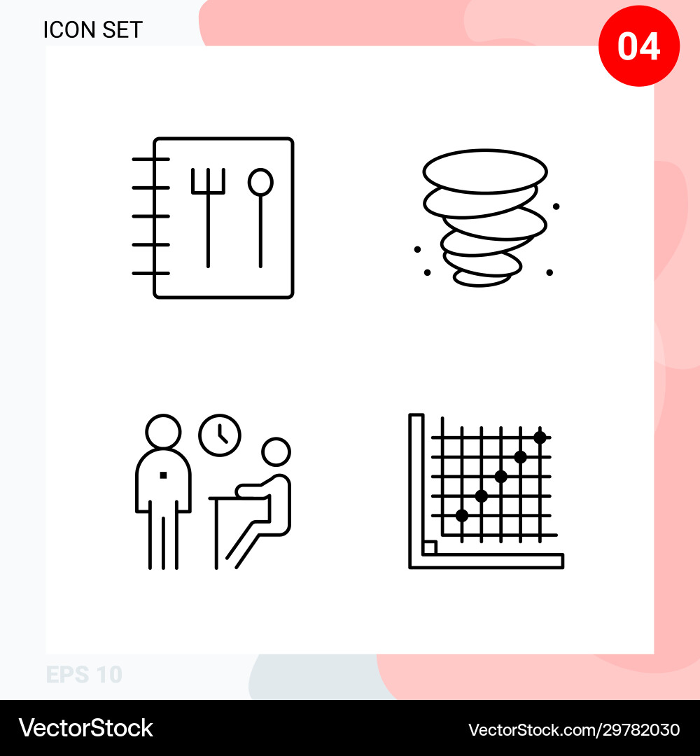Pack 4 icons in line style creative outline Vector Image
