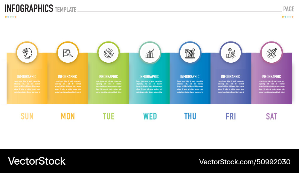 Rectangular paper origami weekly infographic Vector Image