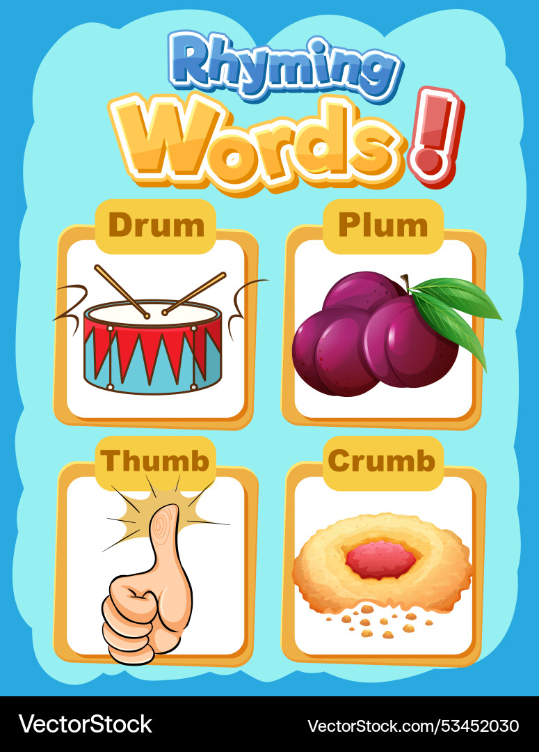 Rhyming words with images Royalty Free Vector Image