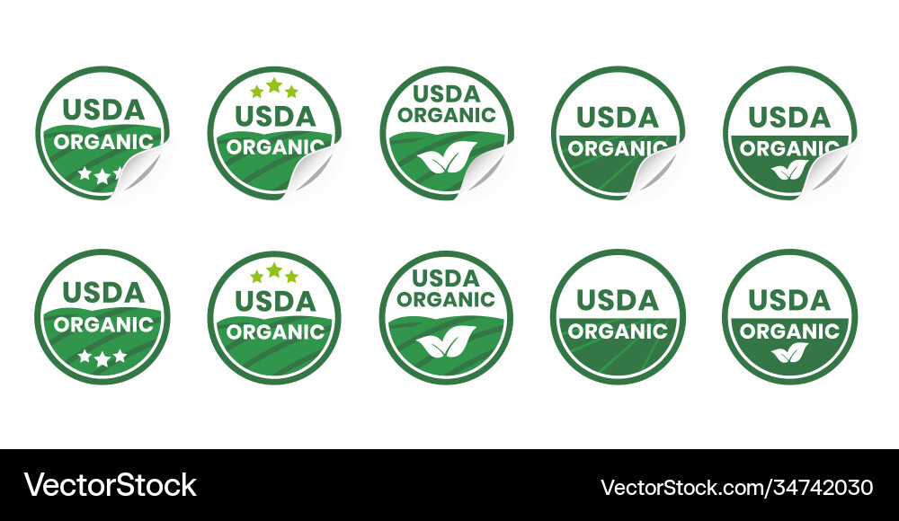 Usda organic certified icons set realistic Vector Image