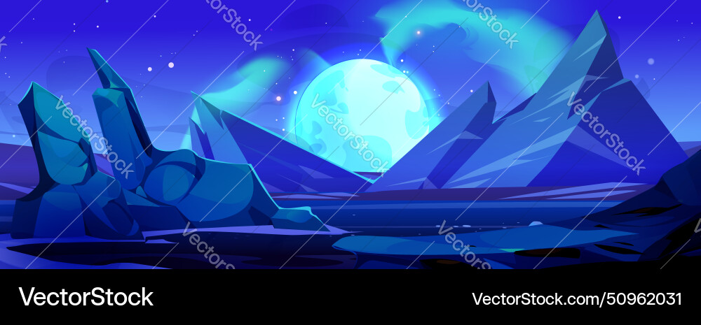 Alien planet landscape with rock mountains Vector Image