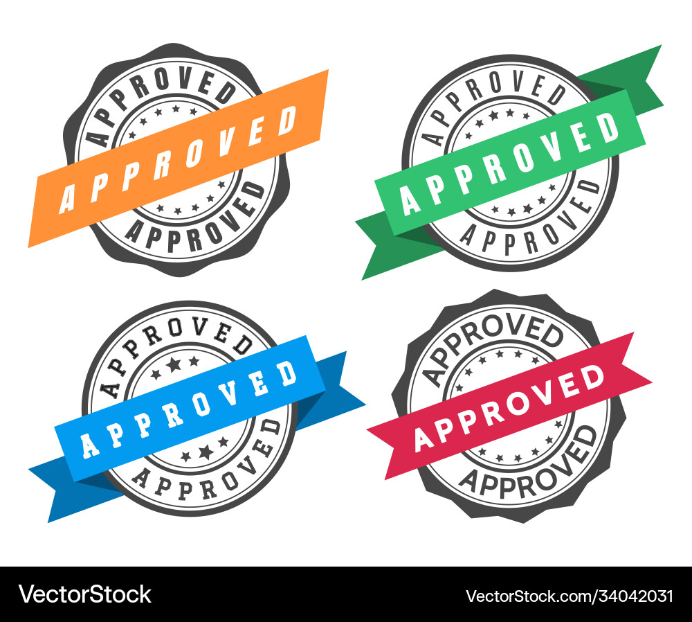 Approval Stamp with Ribbon Royalty Free Vector Image