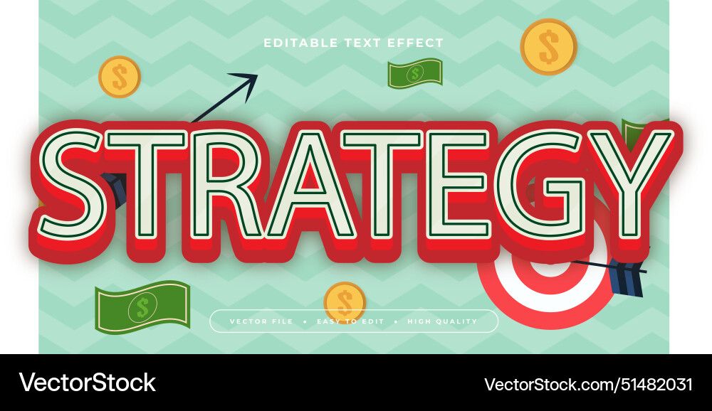 Colorful strategy 3d editable text effect - font Vector Image