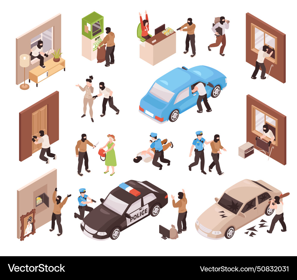 Criminal robberty set Royalty Free Vector Image