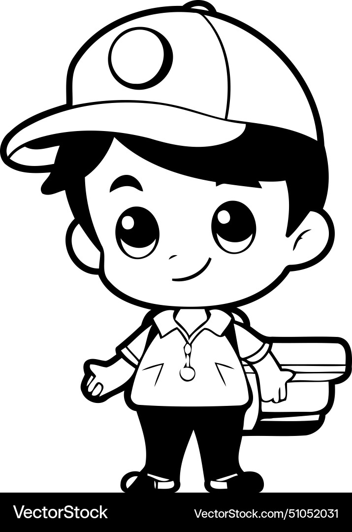 Cute little builder cartoon mascot character Vector Image