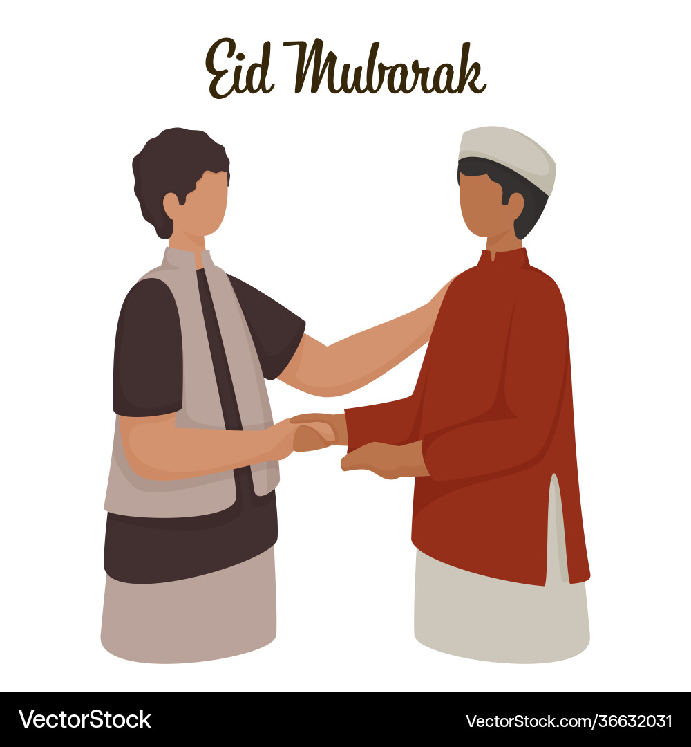 Faceless muslim young boys handshaking Royalty Free Vector