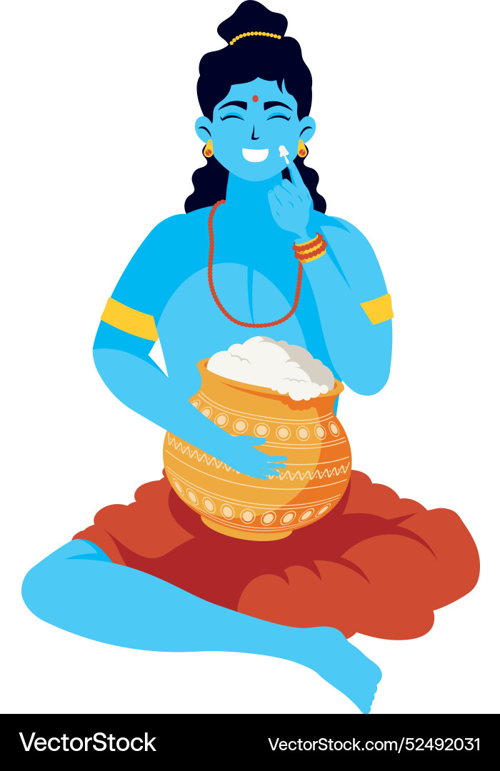 Lord krishna with makhan cream Royalty Free Vector Image