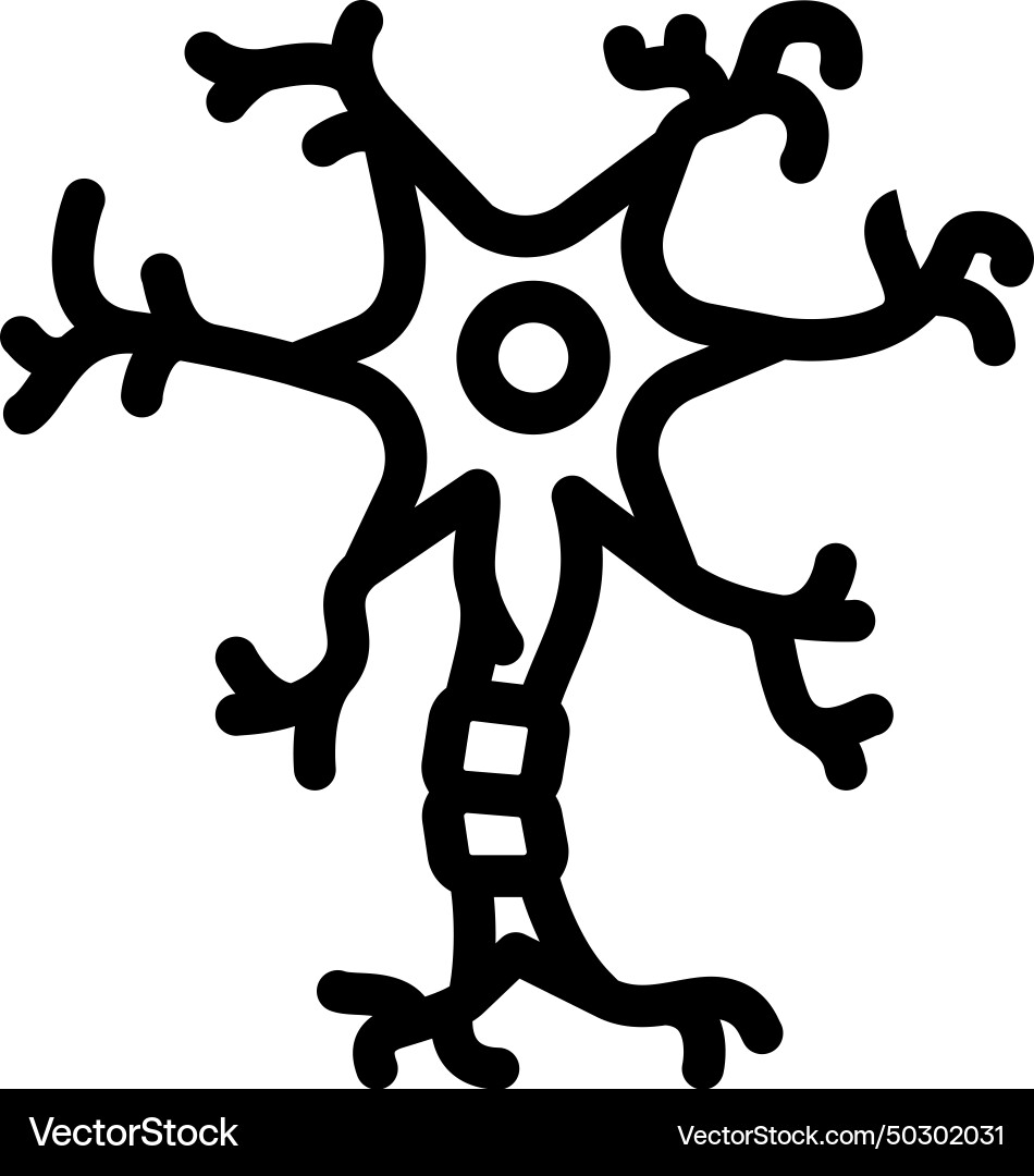 Neuron structure neuroscience neurology line icon Vector Image