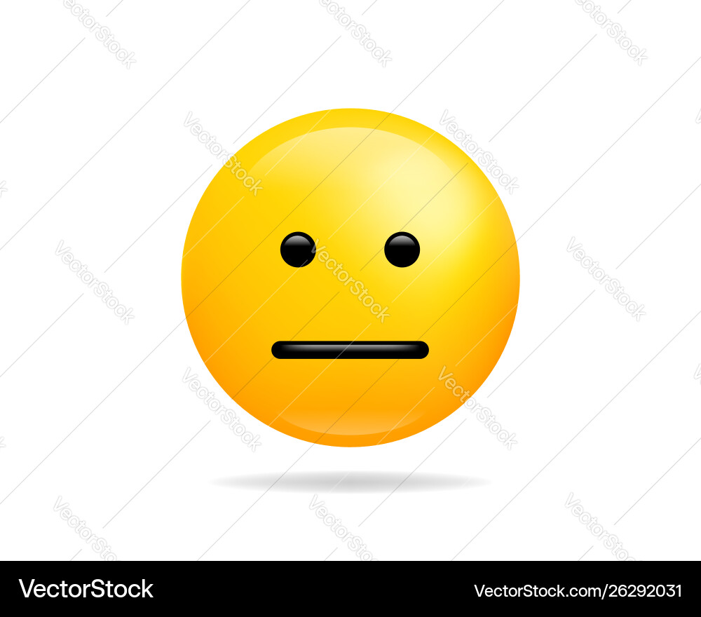 Neutral smile icon symbol smiley face yellow Vector Image