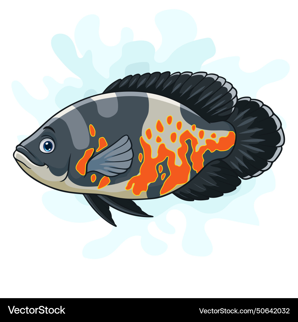 Cartoon blue oscar tiger fish on white background Vector Image