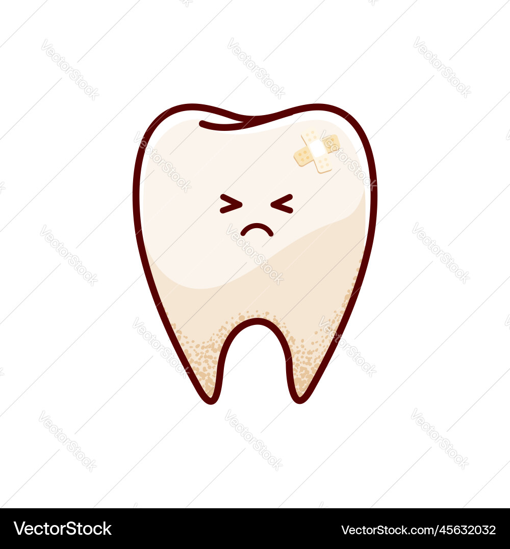 Cartoon sick and unhealthy tooth character Vector Image