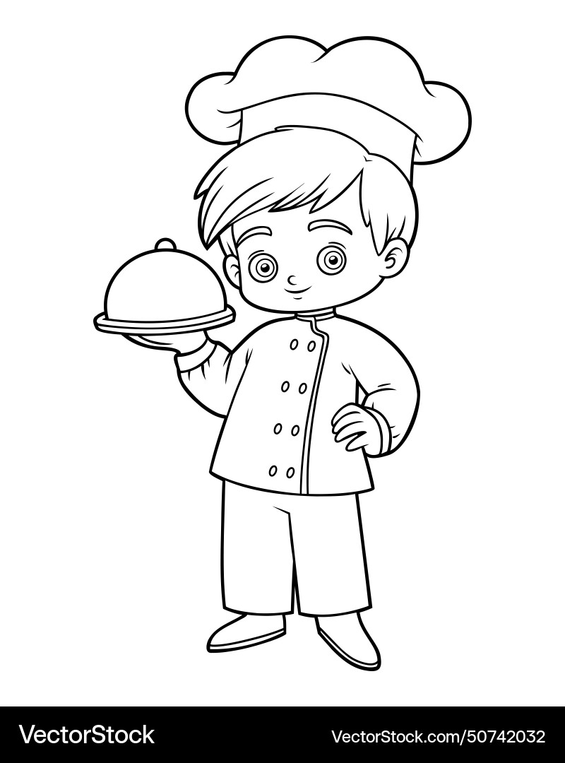 Coloring book for kids chef Royalty Free Vector Image