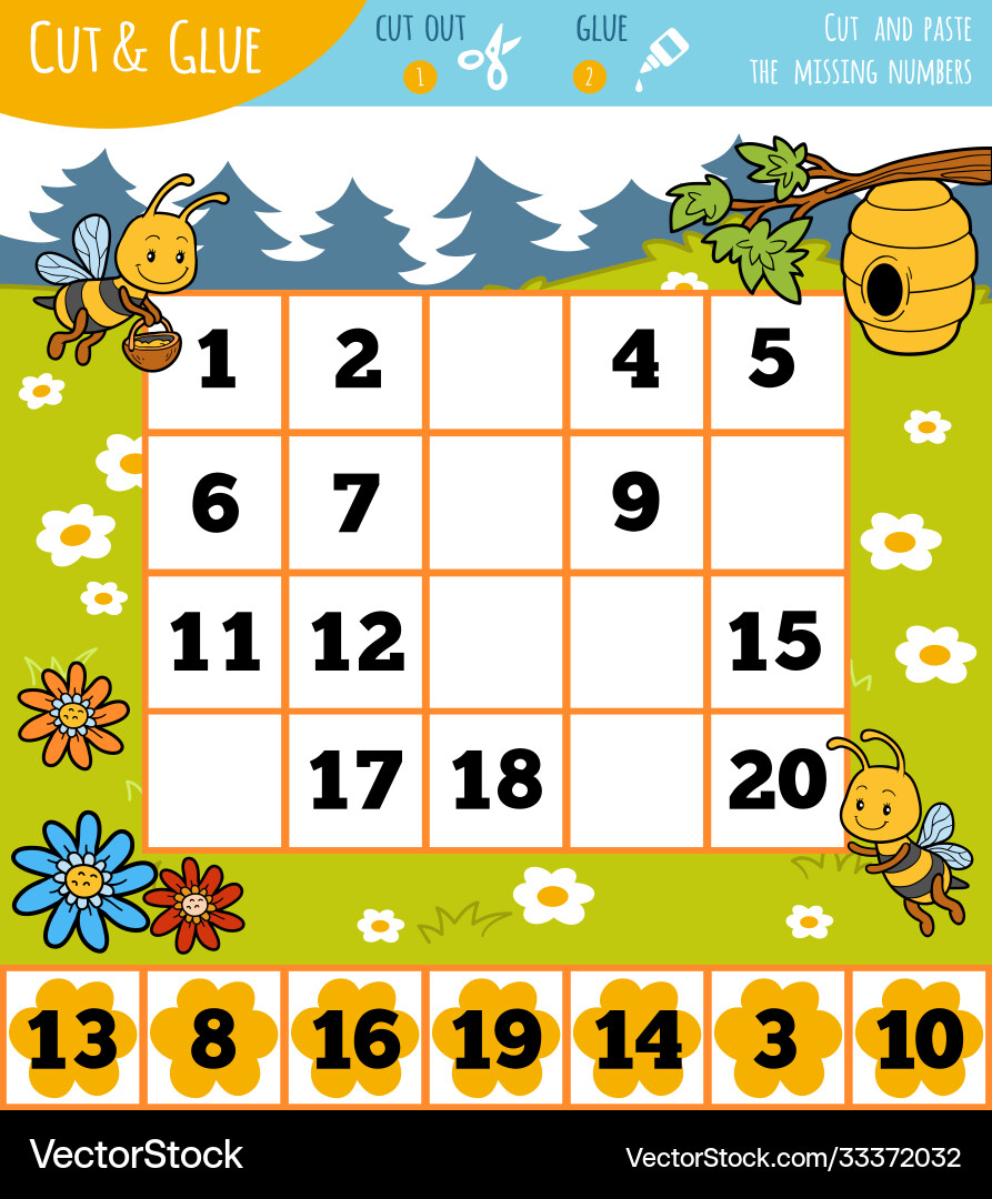 Education numbers game for children summer theme Vector Image