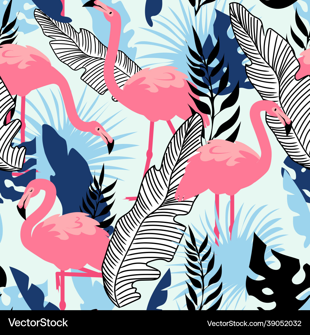 Flamingo Summer Pattern Royalty Free Vector Image