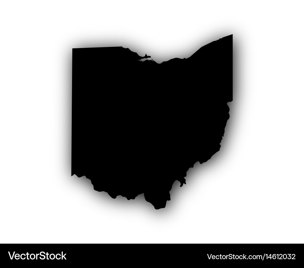 Map of ohio with shadow Royalty Free Vector Image