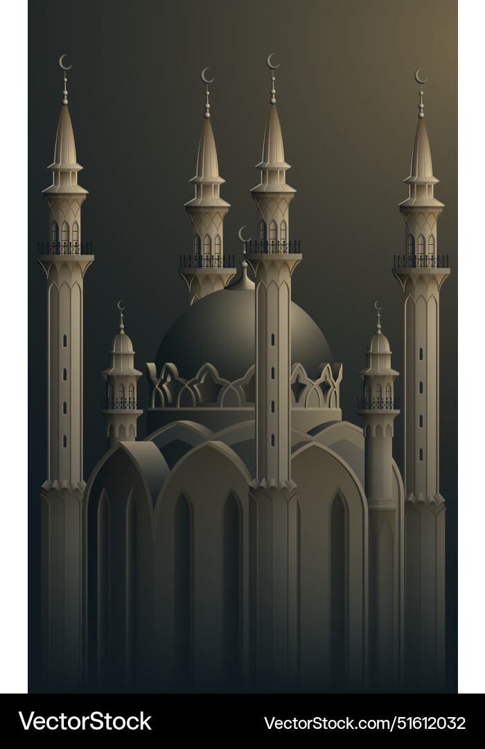 Minarets as a component of modern mosque Vector Image