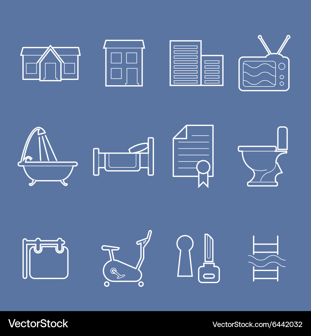 Real estate and accommodation amenities icons Vector Image