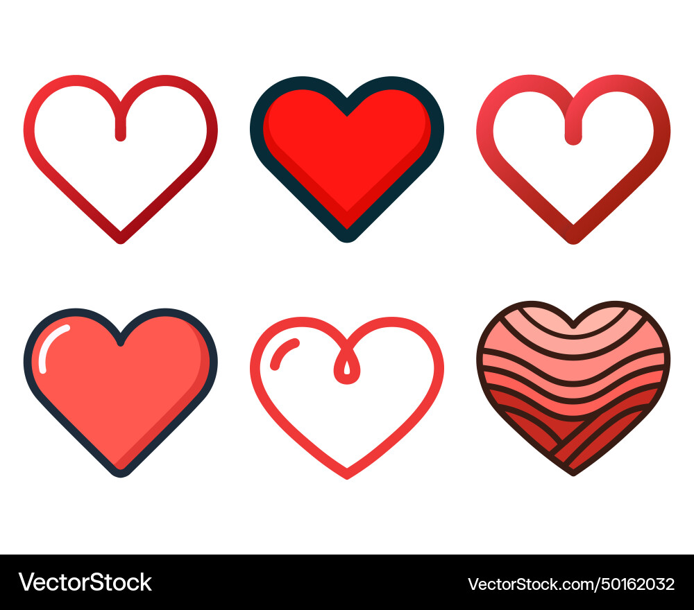 Valentines red hearts simple and minimal design Vector Image