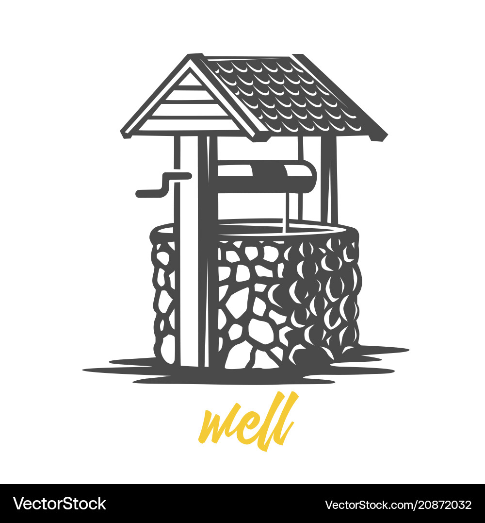 Vintage Water Well Royalty Free Vector Image - VectorStock