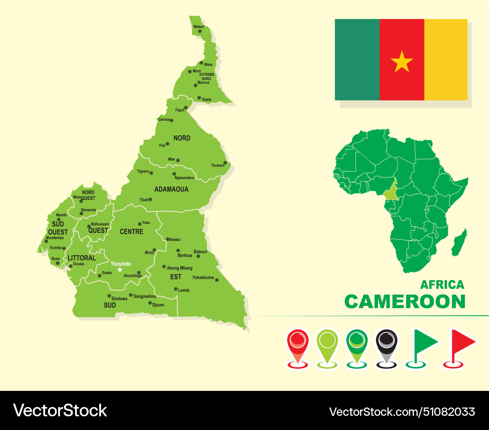 Cameroon map Royalty Free Vector Image - VectorStock